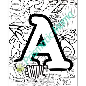 26 Alphabet Coloring Pages Digital Print Pages - Etsy