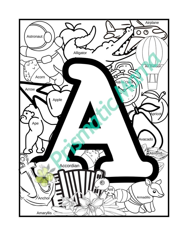 26 Alphabet Coloring Pages Digital Print Pages - Etsy
