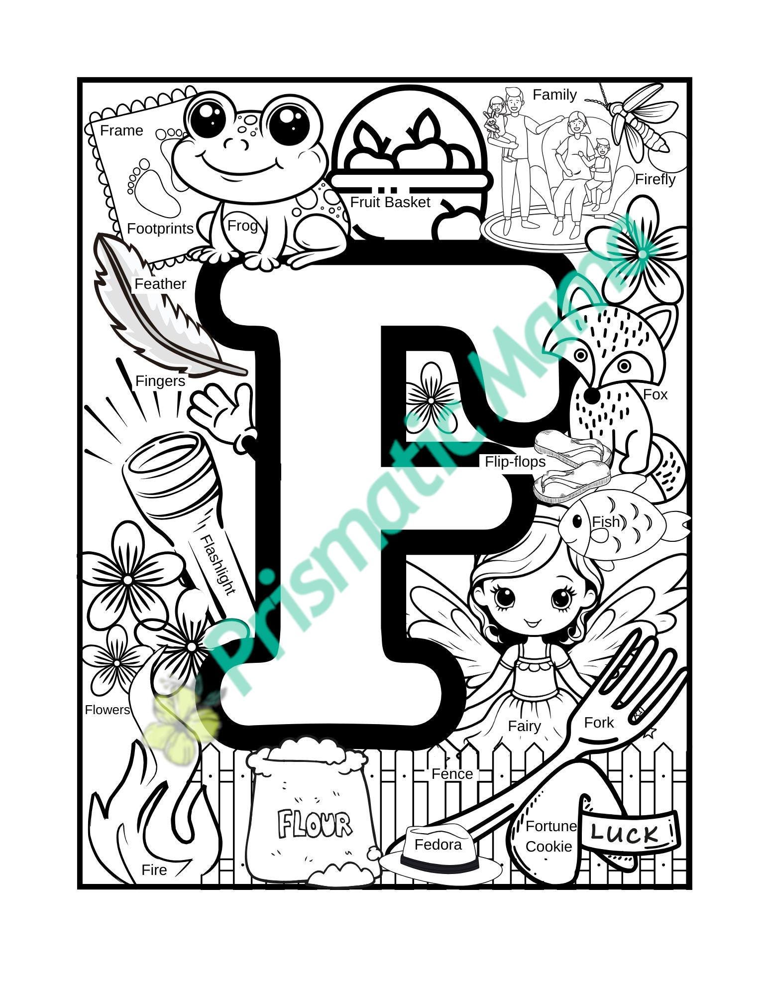 26 Alphabet Coloring Pages Digital Print Pages - Etsy