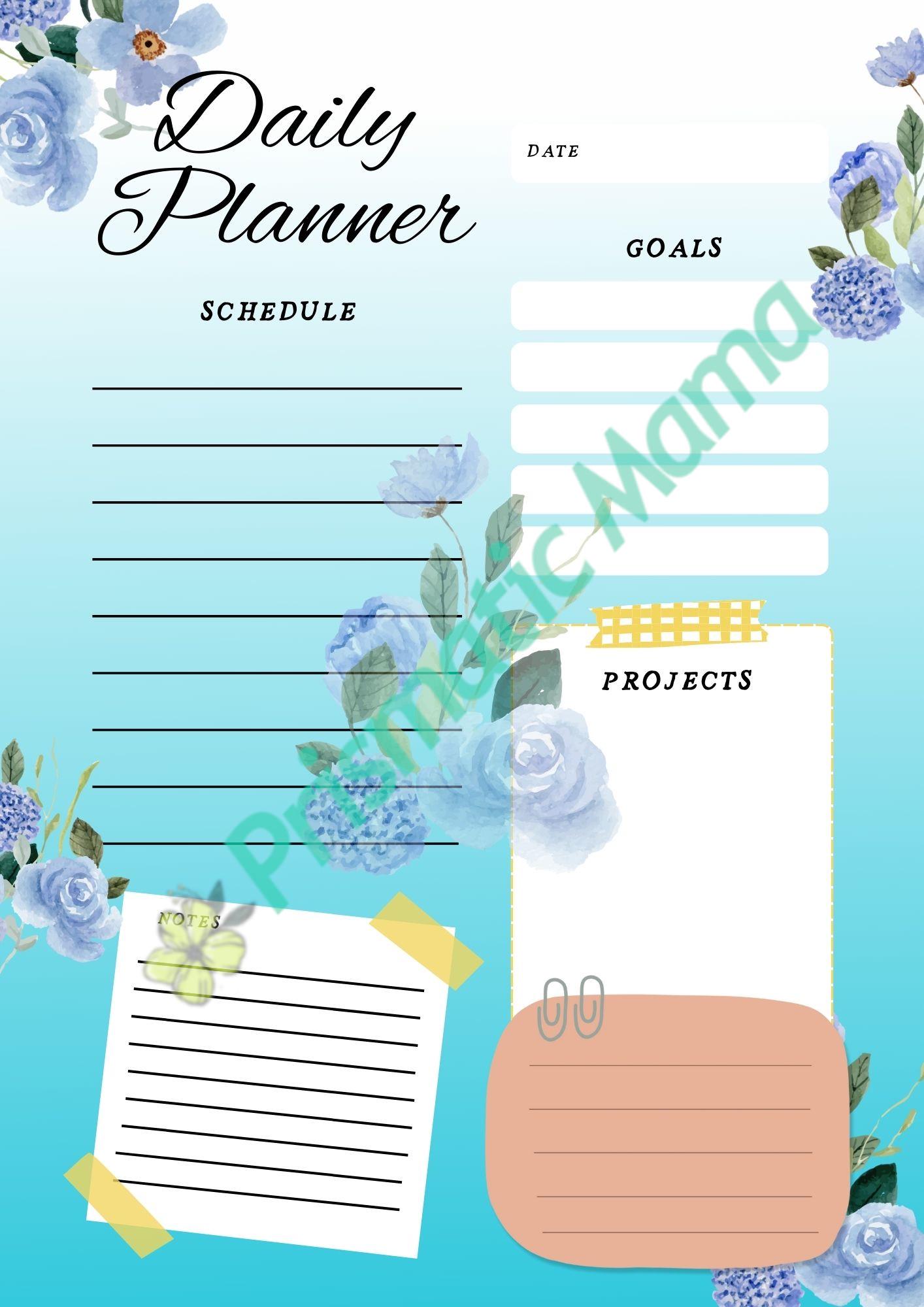 Bright Floral Planner Digital Prints Pages and Editable Canva Template ...