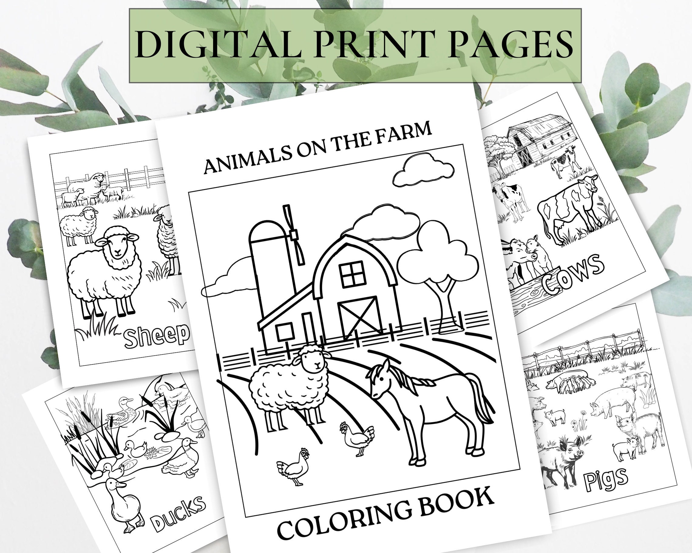 On the Farm Coloring Book - Digital Print Pages - Etsy