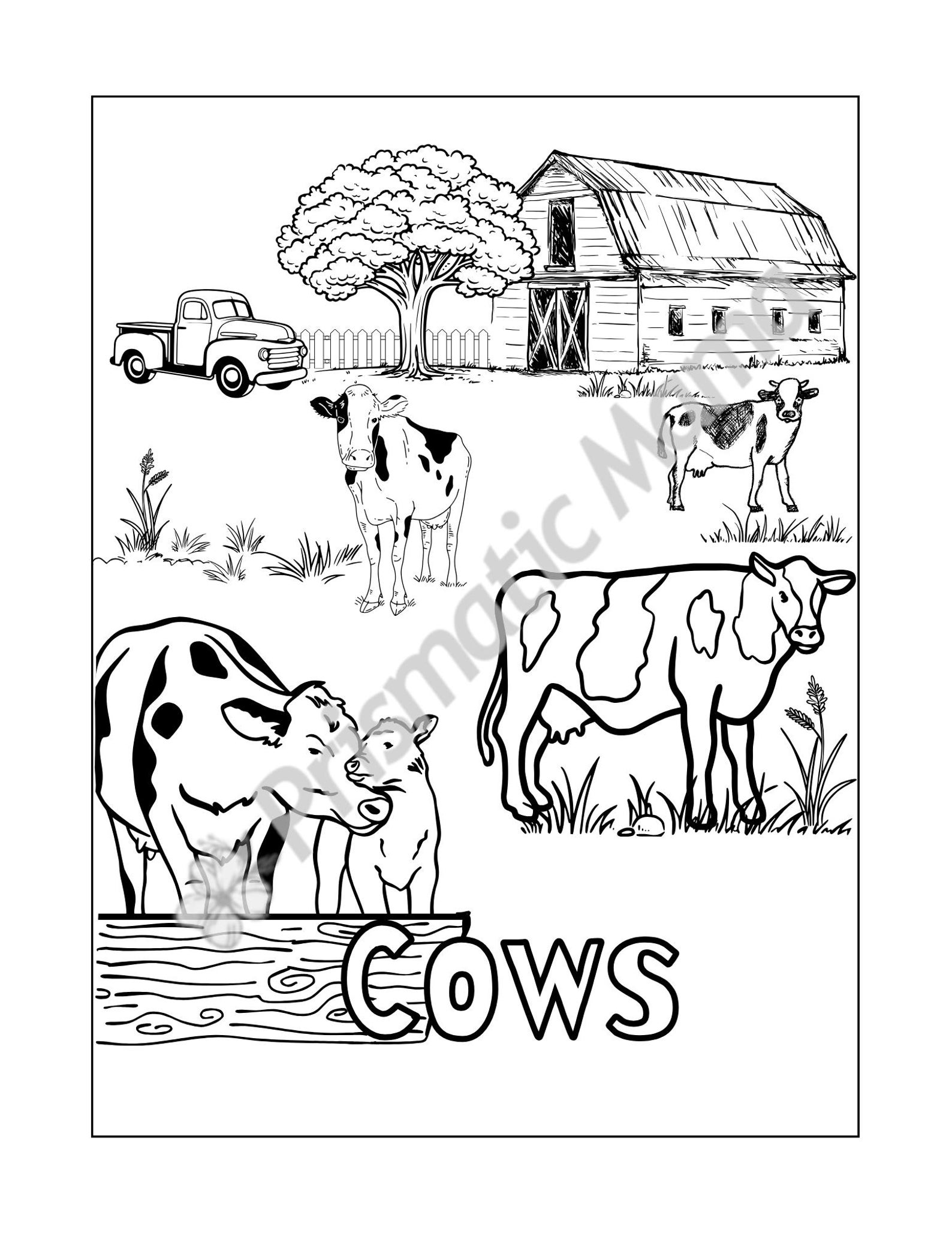 On the Farm Coloring Book - Digital Print Pages - Etsy