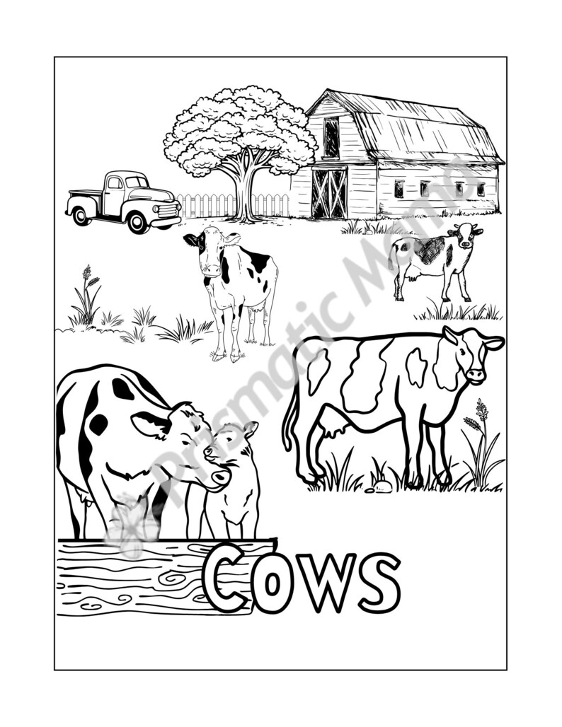On the Farm Coloring Book - Digital Print Pages - Etsy