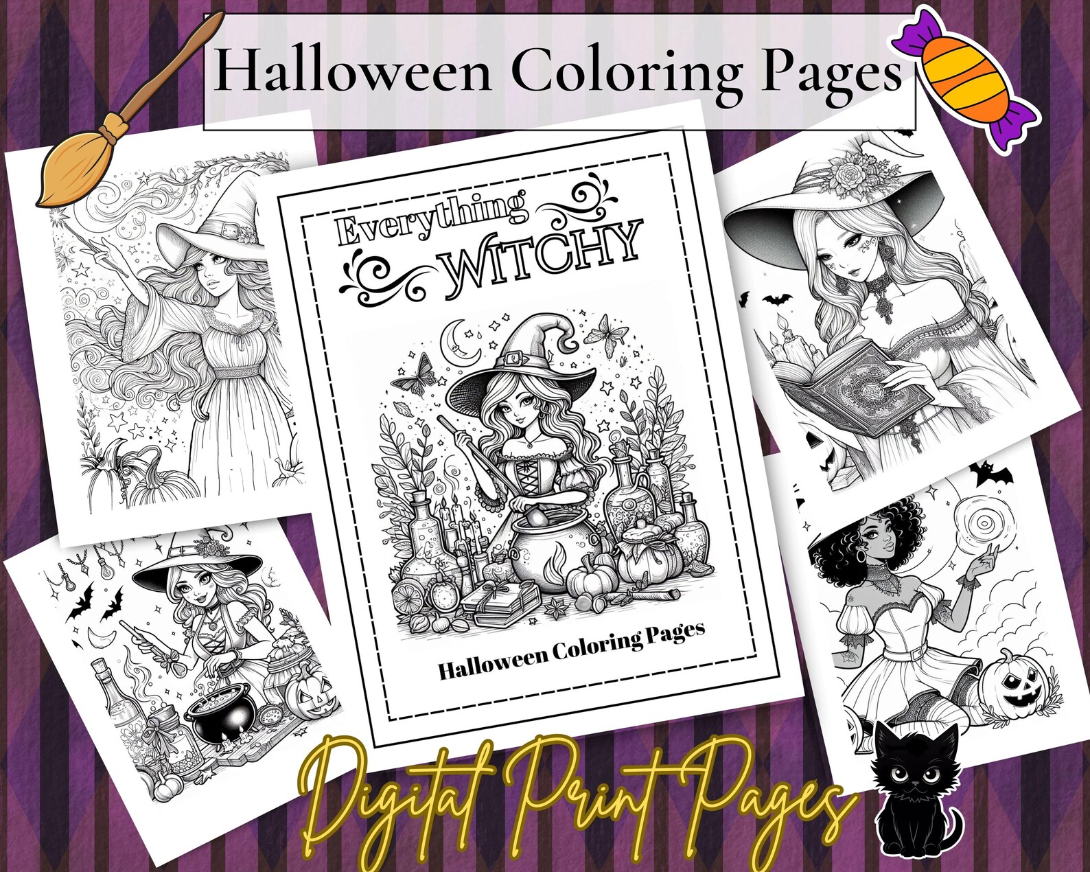 Witch Halloween Coloring Book - "everything Witchy" - Digital Print ...