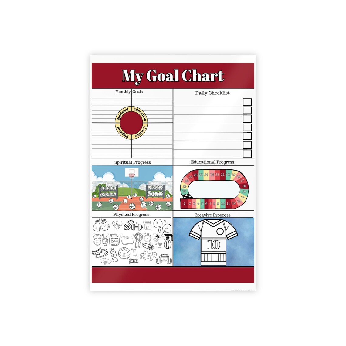 Monthly Goal Chart - Gloss Poster - Sport Theme - Etsy