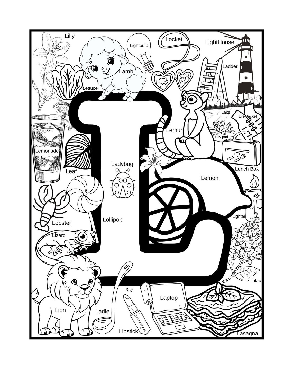 26 Alphabet Coloring Pages Digital Print Pages - Etsy