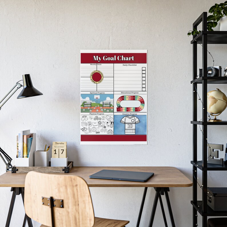 Monthly Goal Chart - Gloss Poster - Sport Theme - Etsy