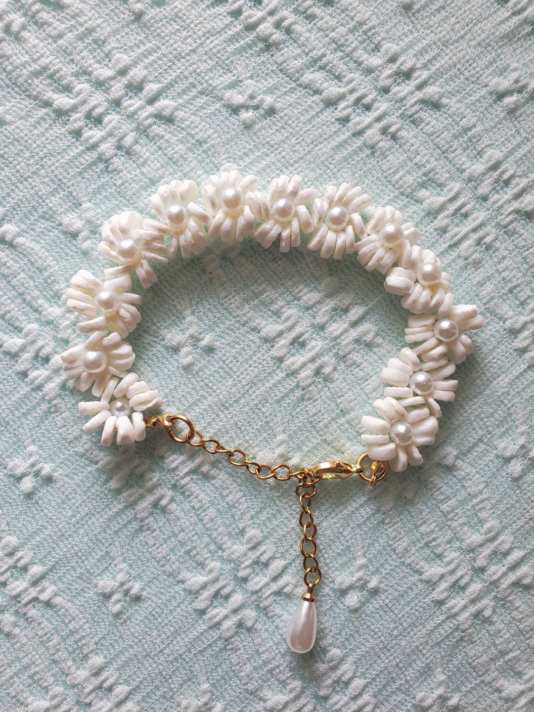 Athena Bracelet- Genuine Shell Flowers With Pearl Centers - Etsy