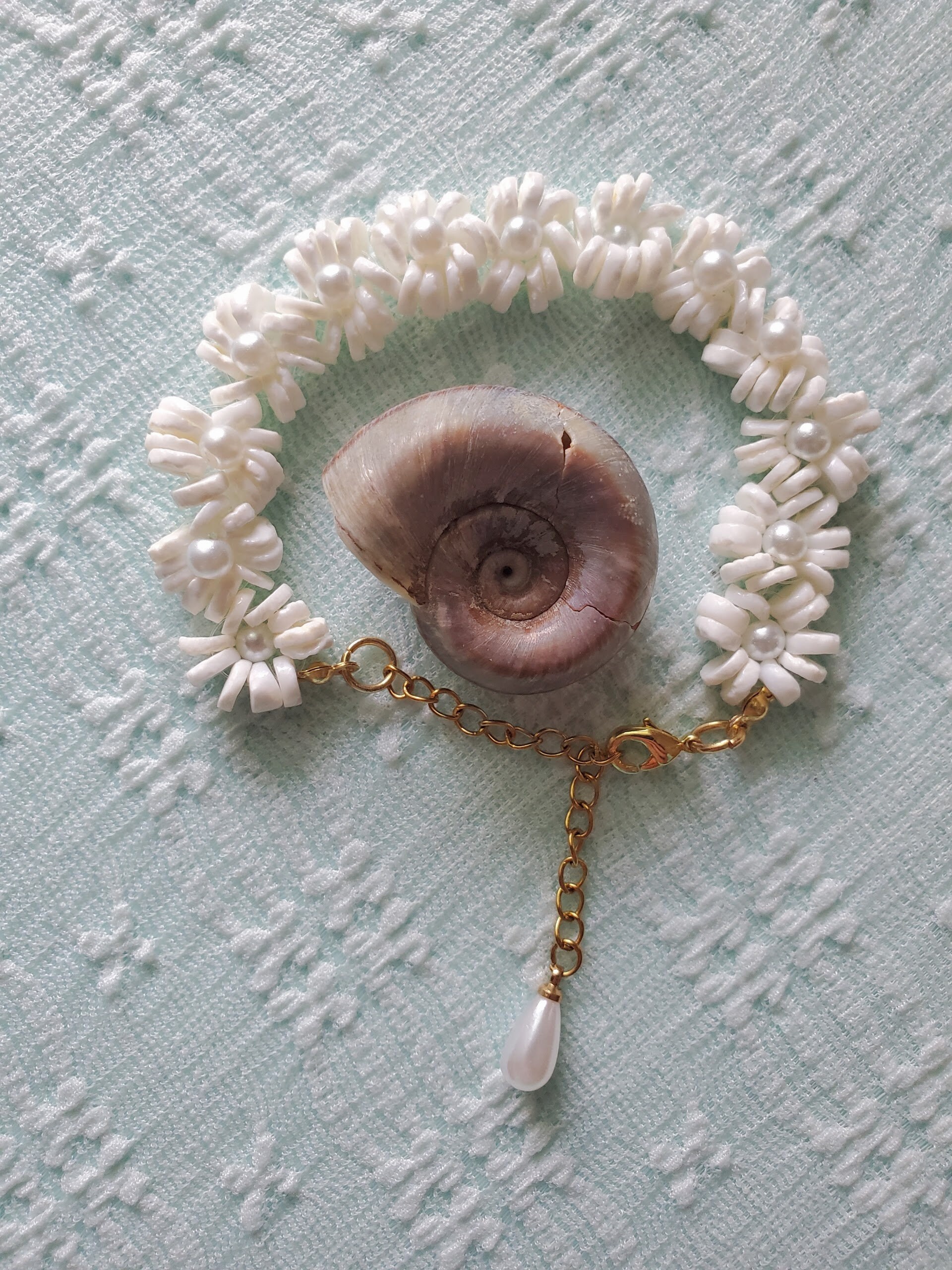 Athena Bracelet- Genuine Shell Flowers With Pearl Centers - Etsy