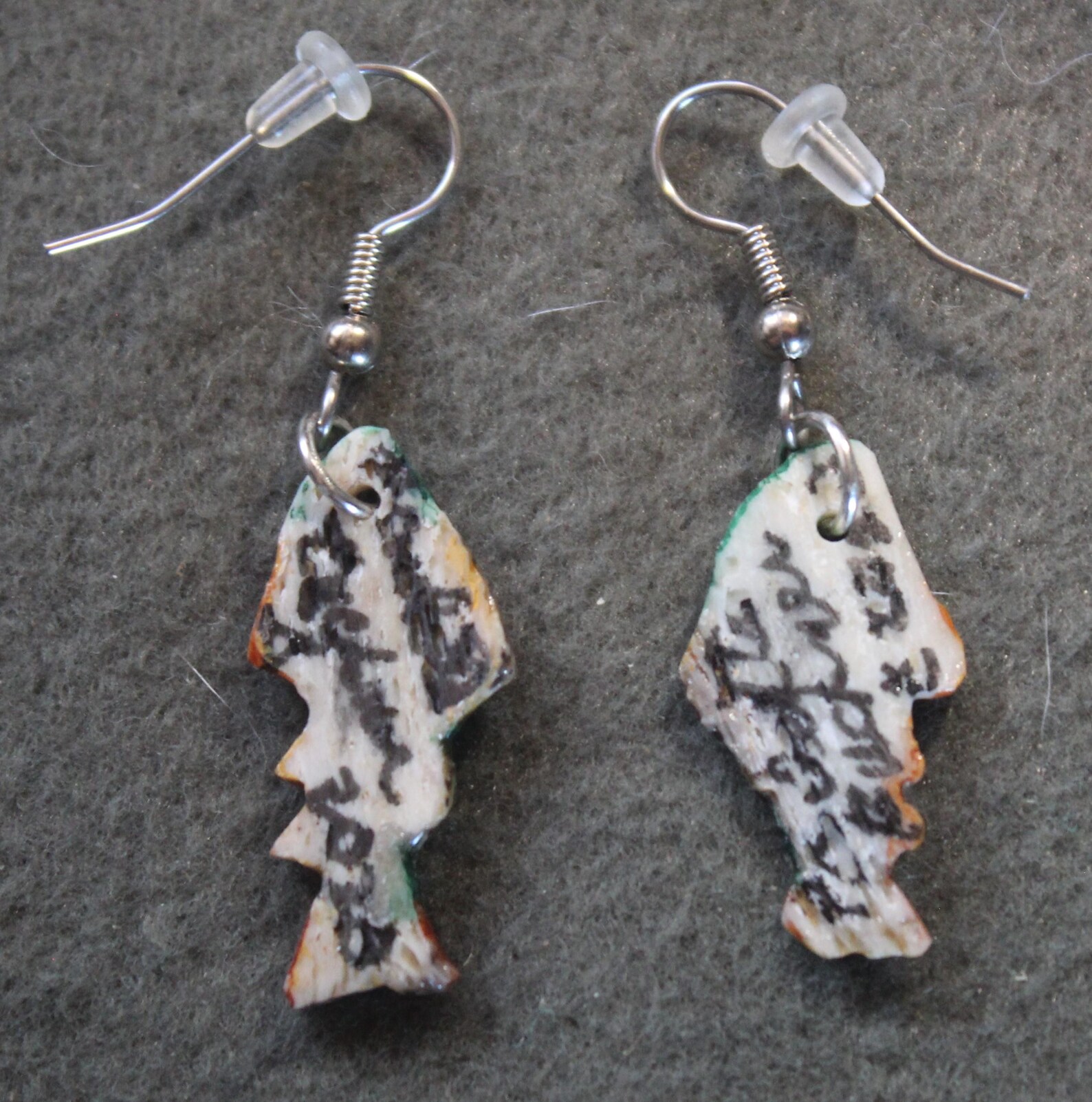 Rainbow Trout Bone Earrings-handmade, Recycled, Hand Painted, Sculpted ...