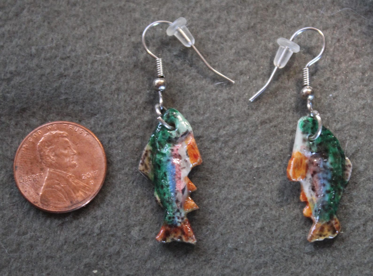 Rainbow Trout Bone Earrings-handmade, Recycled, Hand Painted, Sculpted ...