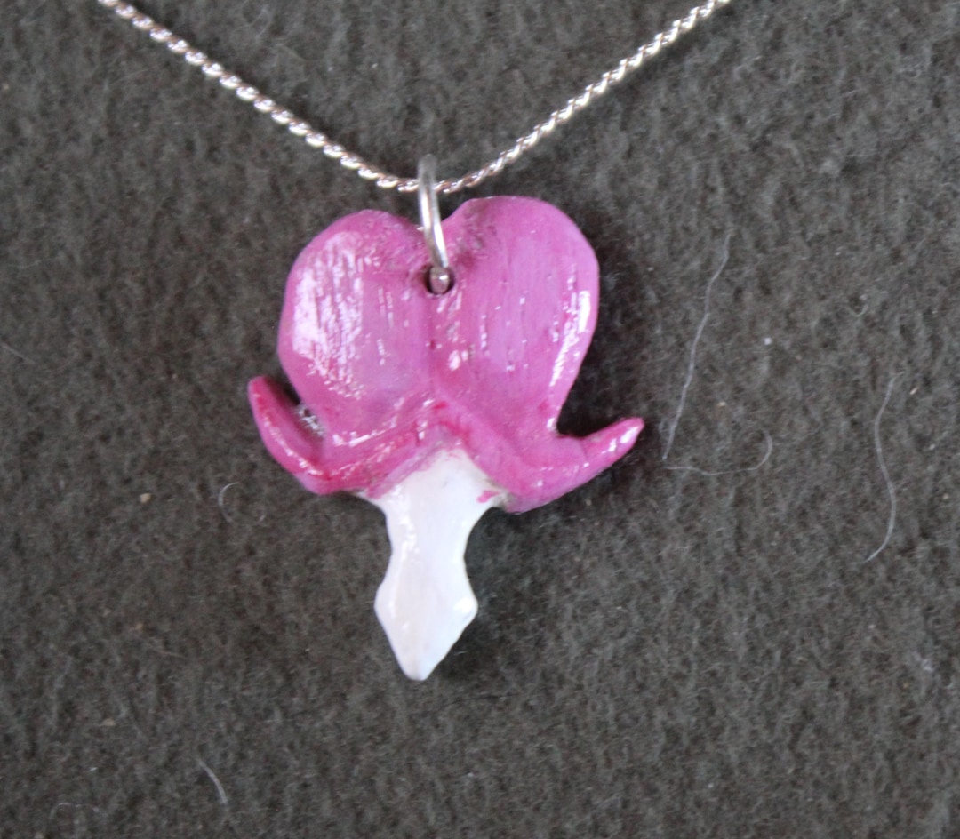 Bleeding Heart Bone Necklace-handmade, Recycled, Hand Painted, Sculpted ...