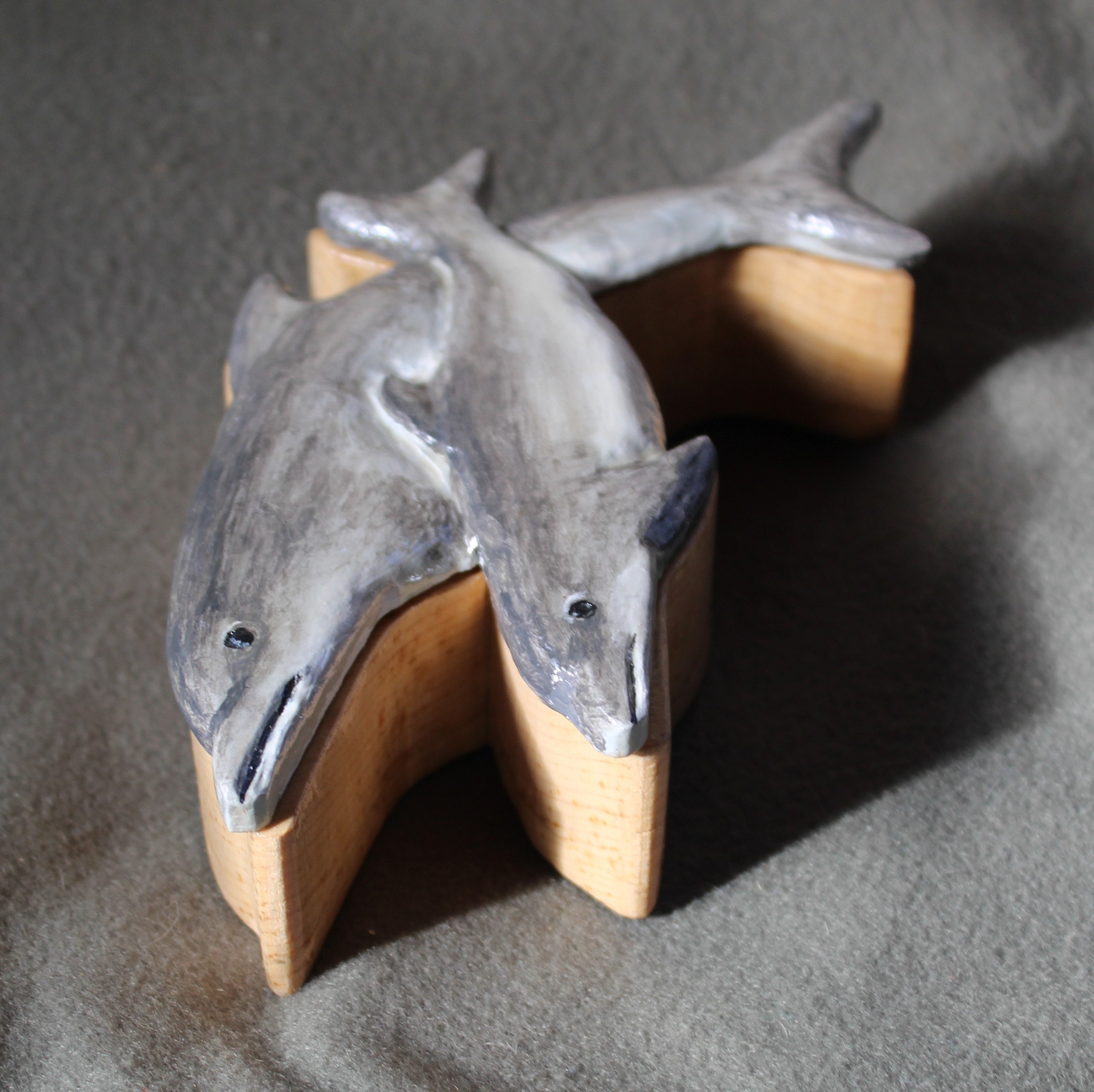 Dolphins at Play Treasure Box-handmade Sculptured Hand | Etsy