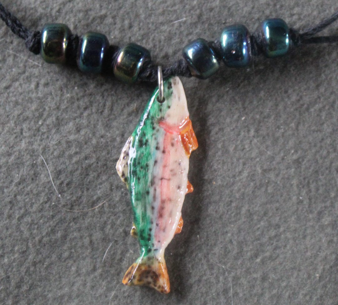 Rainbow Trout Bone Pendant-handmade, Recycled, Hand Painted, Sculpted ...