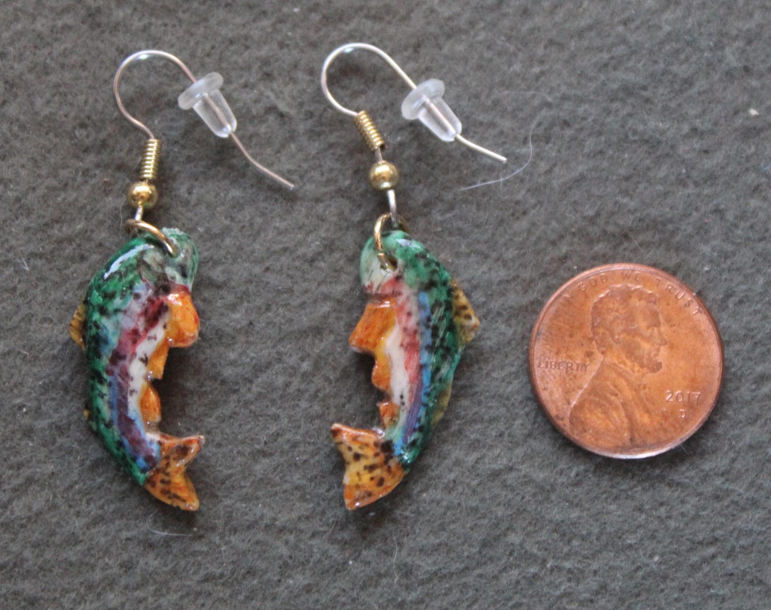 Rainbow Trout Bone Earrings-handmade, Recycled, Hand Painted, Sculpted ...