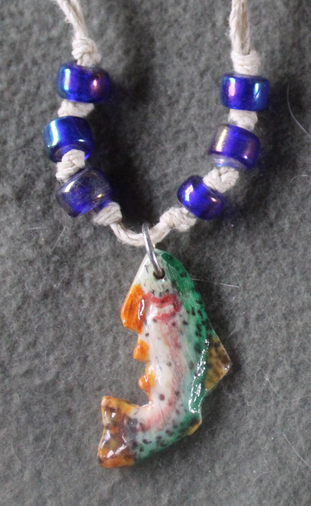 Rainbow Trout Bone Pendant-handmade, Recycled, Hand Painted, Sculpted ...
