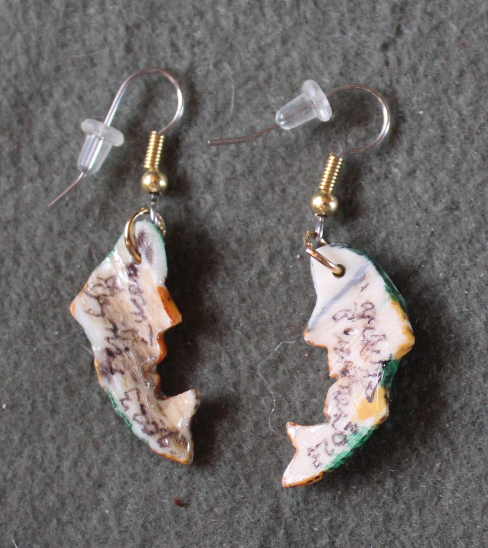 Rainbow Trout Bone Earrings-handmade, Recycled, Hand Painted, Sculpted ...