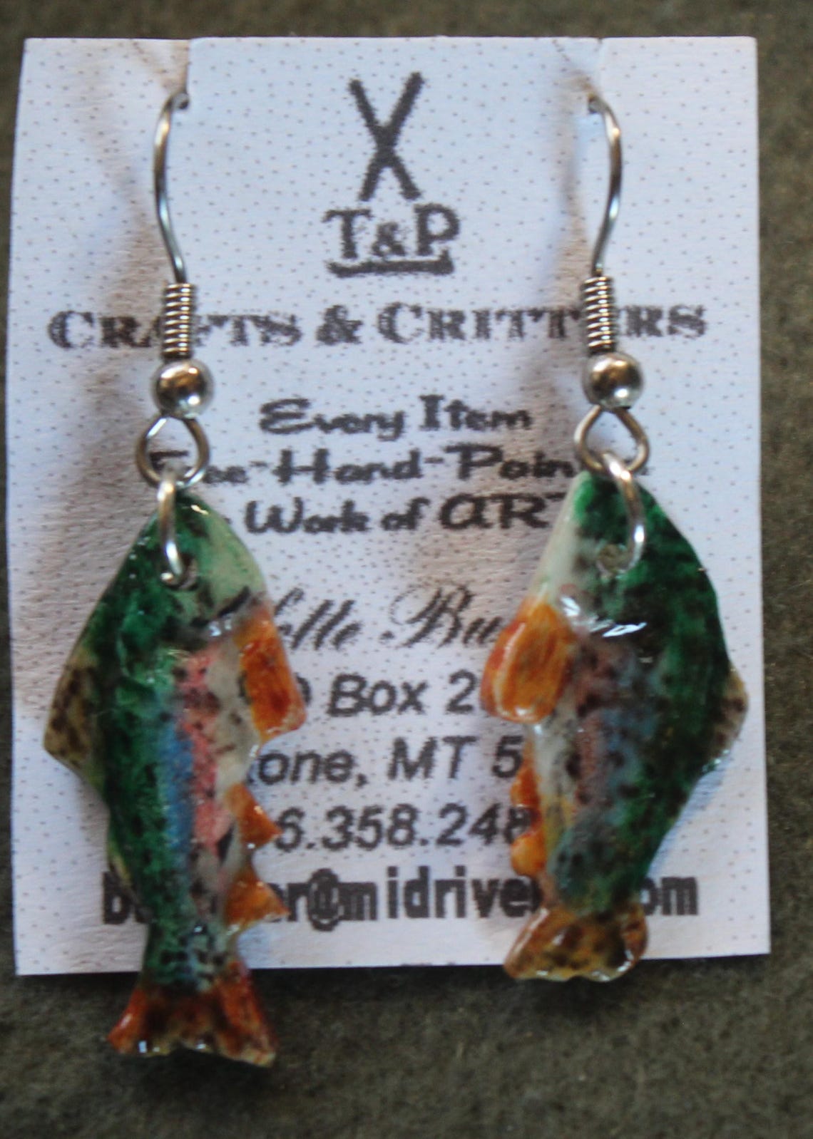 Rainbow Trout Bone Earrings-handmade, Recycled, Hand Painted, Sculpted ...