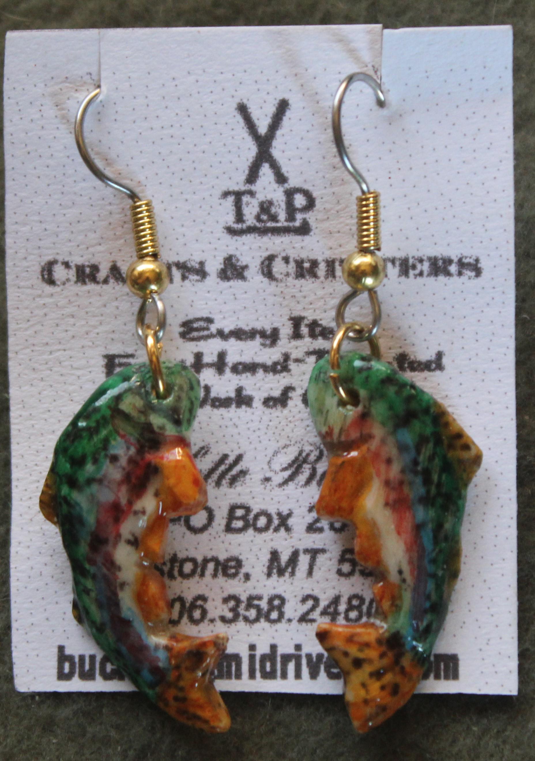 Rainbow Trout Bone Earrings-handmade, Recycled, Hand Painted, Sculpted ...