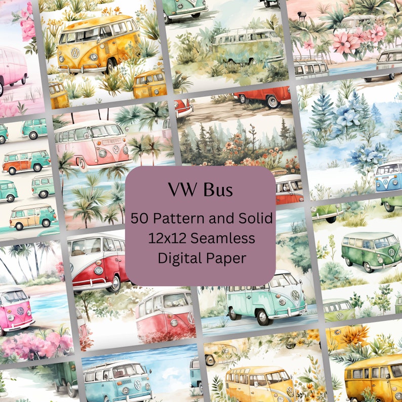 Vintage VW Buses 50 12x12 Seamless Digital Paper - Etsy