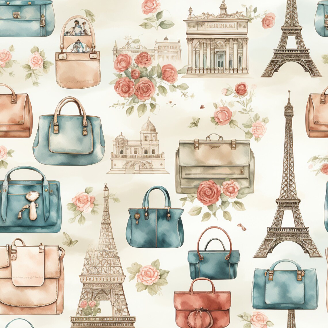 12x12 Vintage Paris Scrapbook Digital Pretty Papers - Etsy