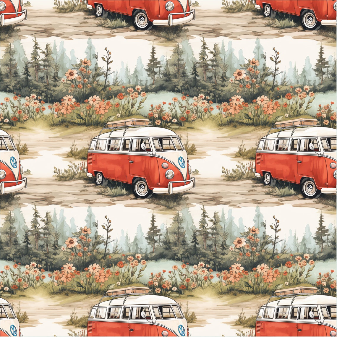 Vintage VW Buses 50 12x12 Seamless Digital Paper - Etsy