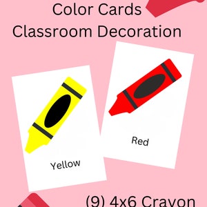 School Classroom Decorations Crayon Color Cards 5x7 9 Colors PLUS 4x6 ...