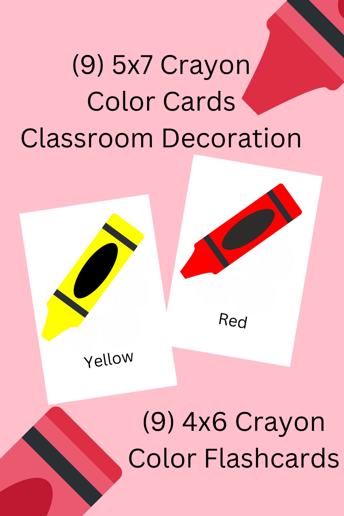 School Classroom Decorations Crayon Color Cards 5x7 9 Colors PLUS 4x6 ...