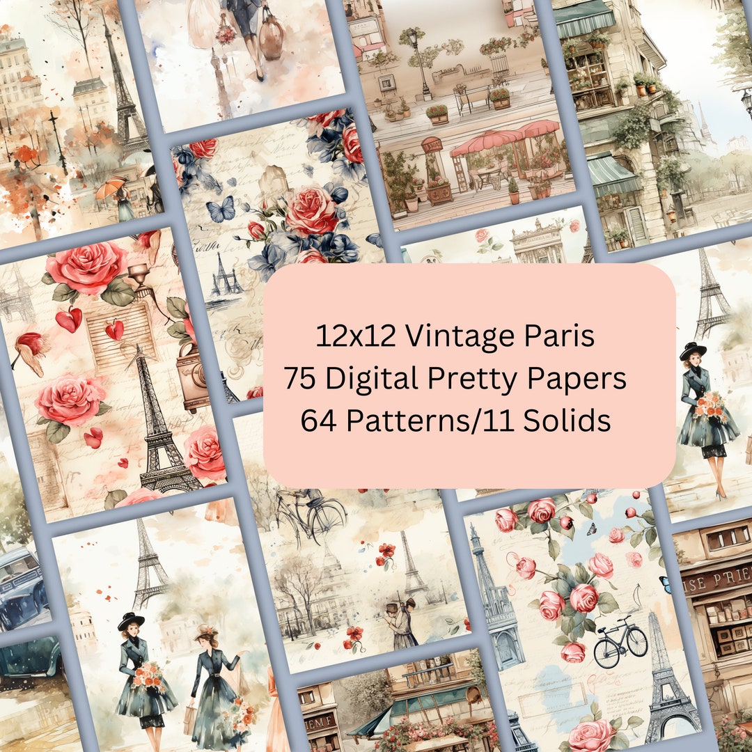 12x12 Vintage Paris Scrapbook Digital Pretty Papers - Etsy