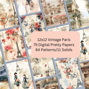 12x12 Vintage Paris Scrapbook Digital Pretty Papers - Etsy