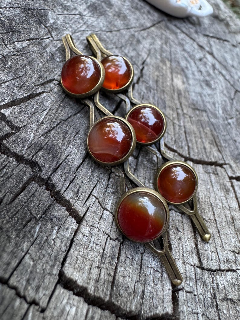 Carnelian Hairpin Set - Natural Gemstone Bobby Pins - Etsy