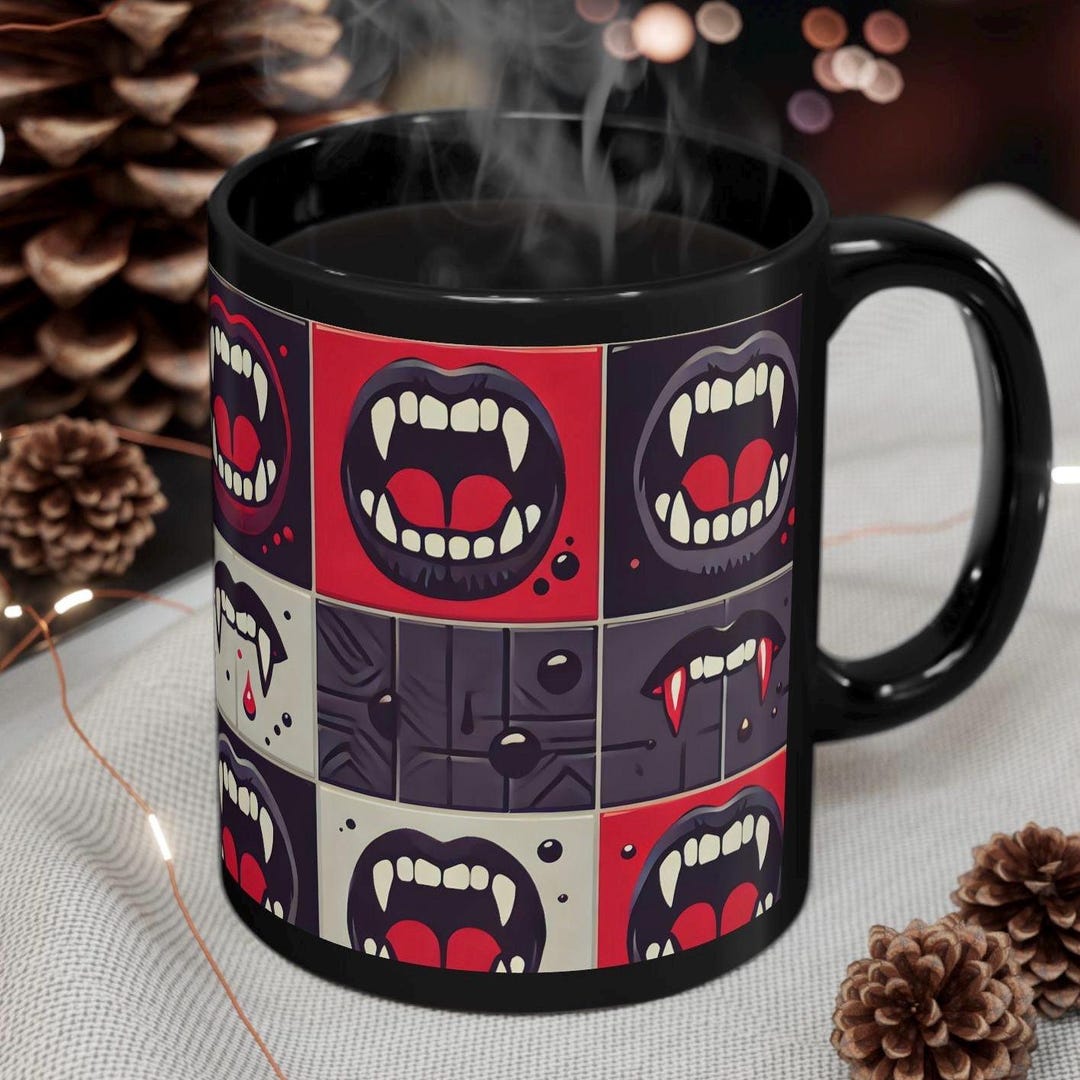 Vampire Fangs Mug, Horror Themed Coffee Cup, Vampire Teeth Design ...