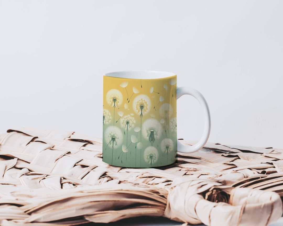 Floral Pattern Dandelion Ceramic Mug(11oz) Gift for Friends and Family ...