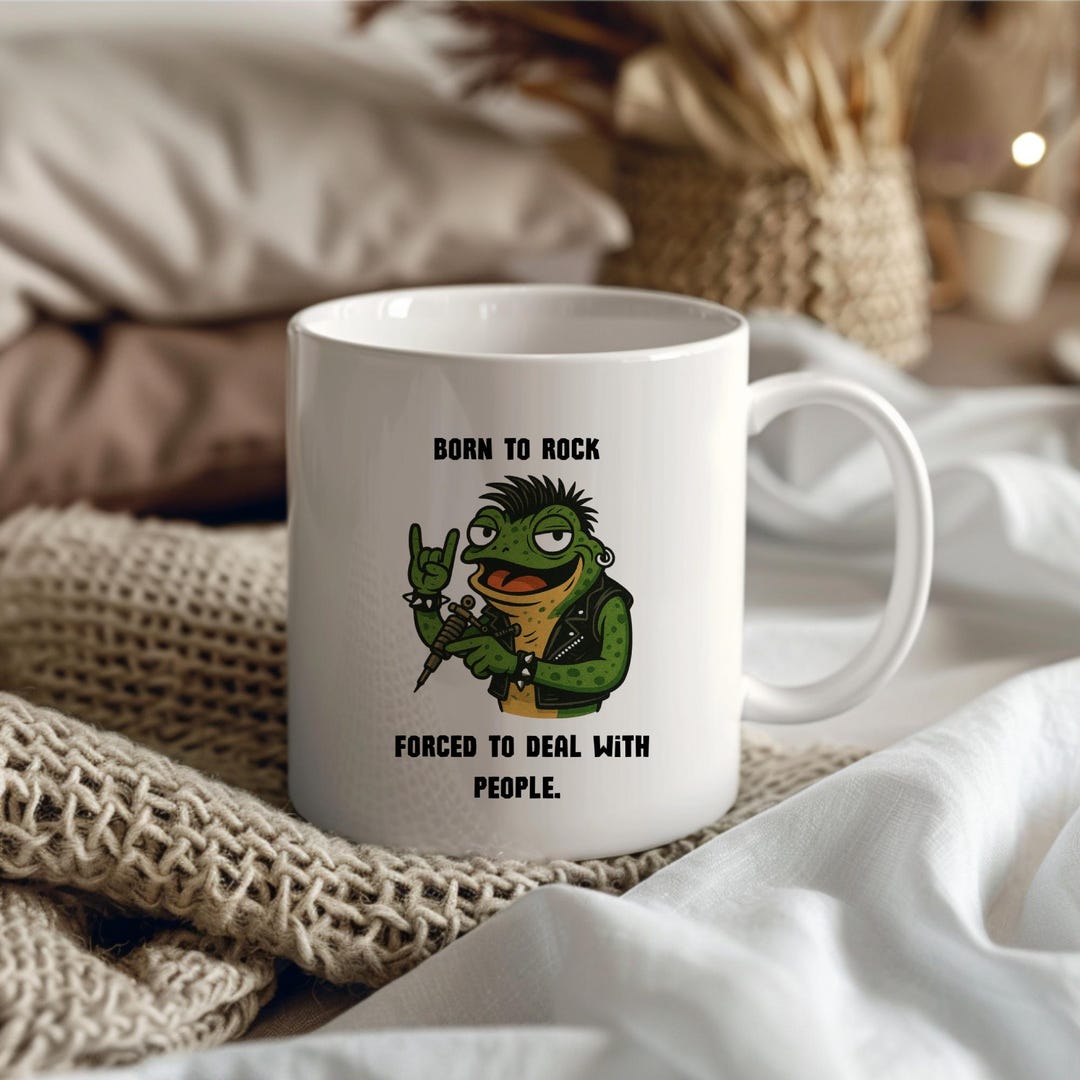 Punk Rocker Frog Tattoo Artist Mug | Funny Alternative Vibe Anti-social ...