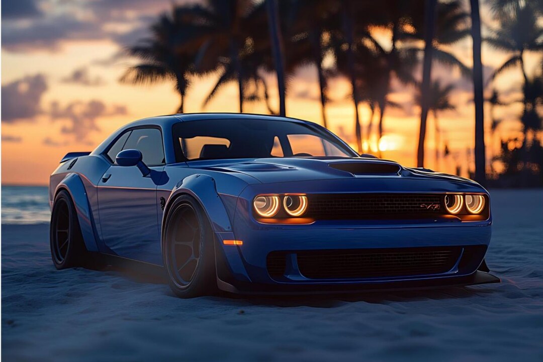 B5 Blue Dodge Hellcat Huge Gloss Poster 46.8 X 33.1 Horizontal Poster ...