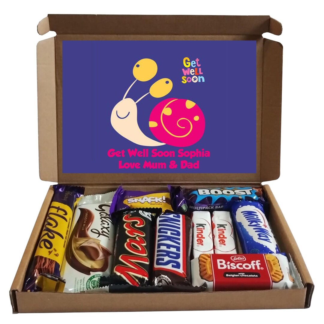 Personalised Get Well Soon Chocolate in A Box, Treat Box, Letterbox ...