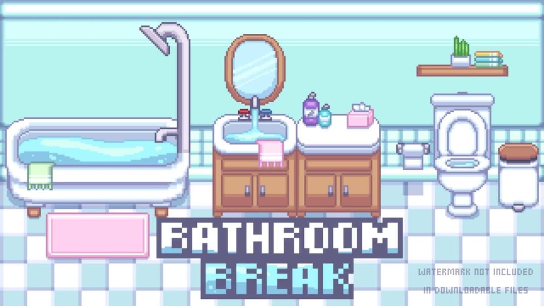 Animated Bathroom Break Screen | Pixel Art BRB Screen | Cute Streaming ...