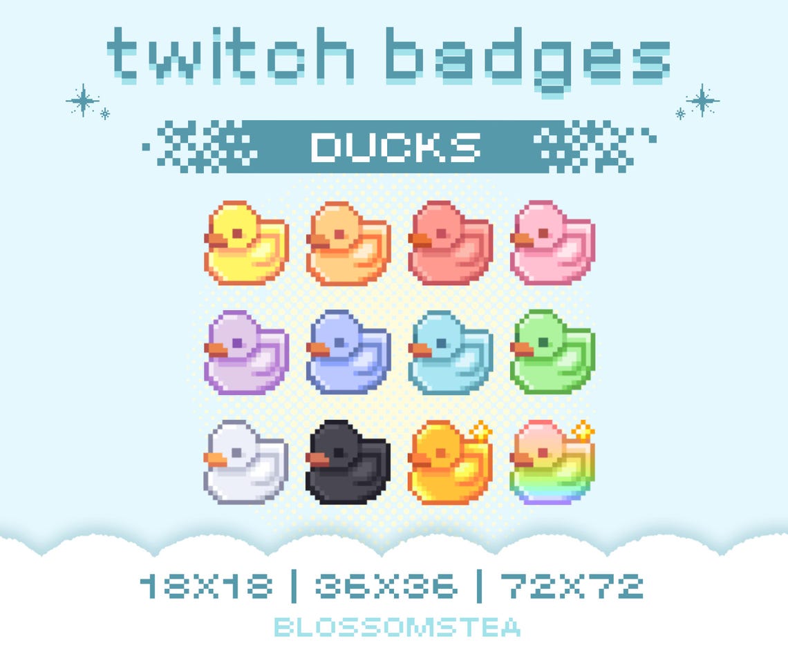 X12 Kawaii Duck Sub Badges | Rubber Duck Pixel Bit Badges | Kawaii ...