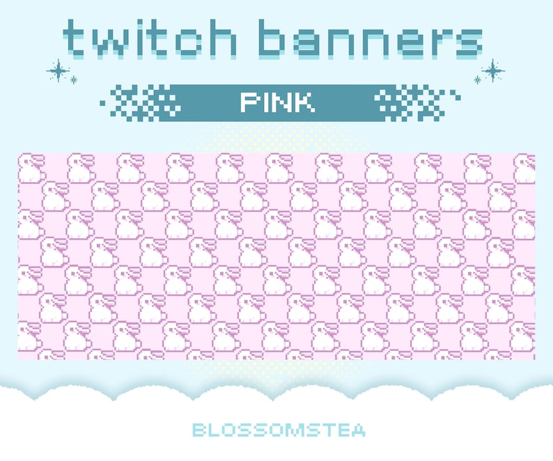 X4 Bunny Twitch Banners | Pastel Rabbit Pixel Art Banners| Cute ...