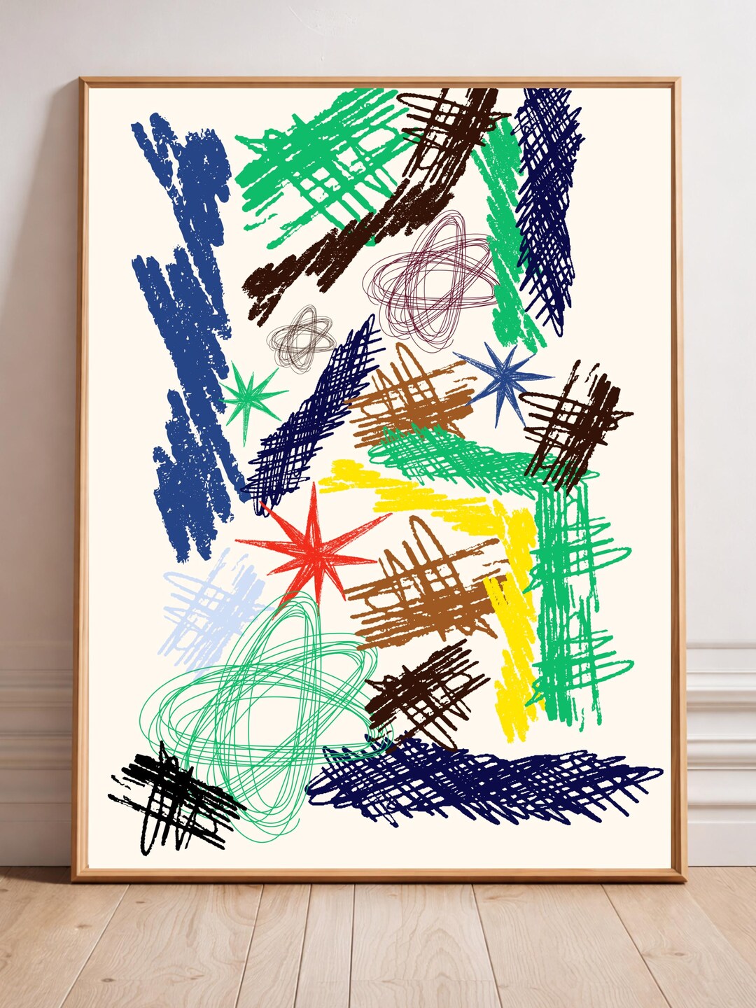 Colorful Abstract Scribble Art Print | Expressive Multicolor Digital ...