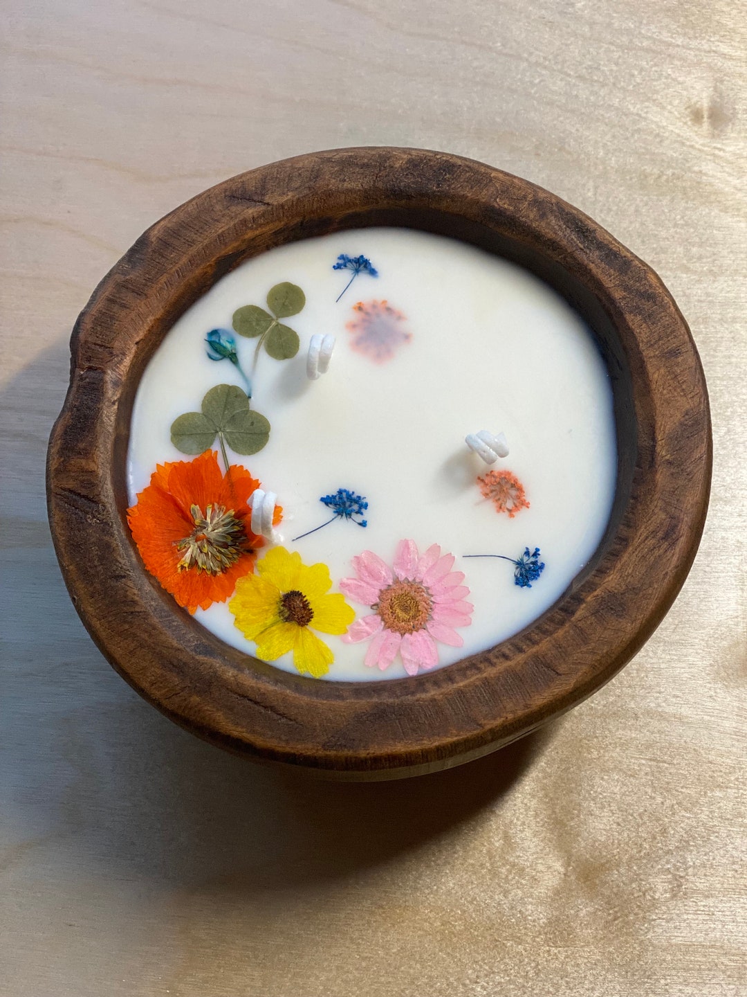 Small Wood Round Dough Bowl - Handmade Candle - Etsy