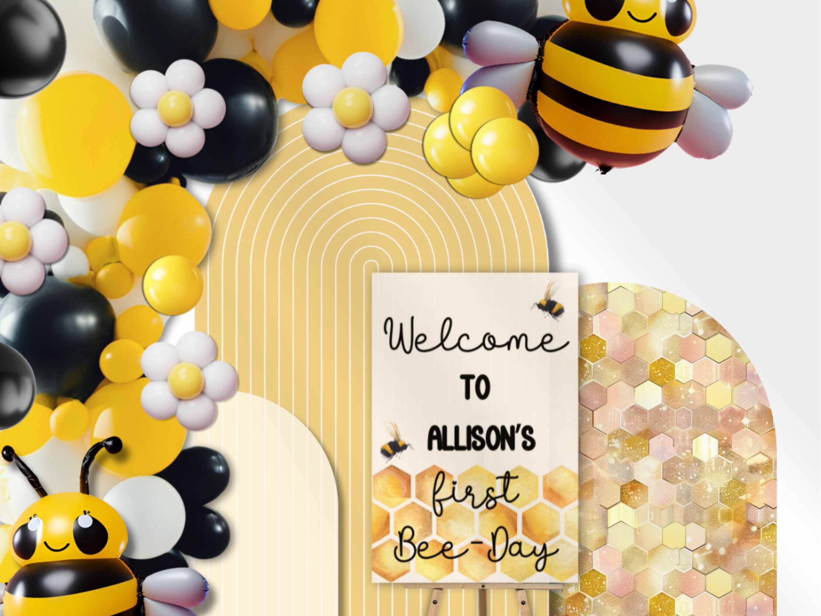 Bee Birthday Welcome Sign Bee-day Printable Decoration Sign Editable ...