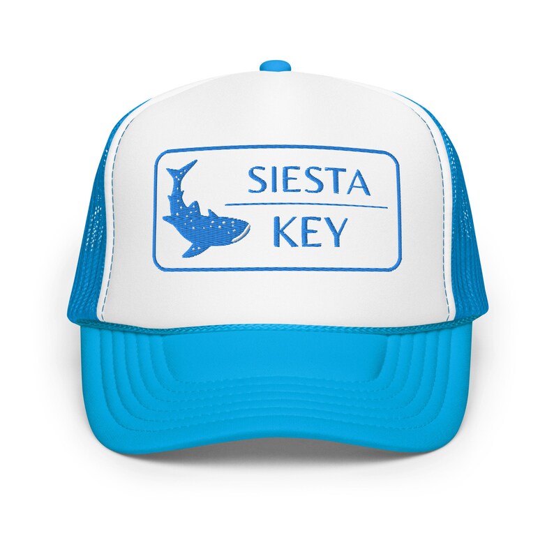 Siesta Key Shark Vintage Retro Classic Beach Trucker Hat, Snapback Hat ...