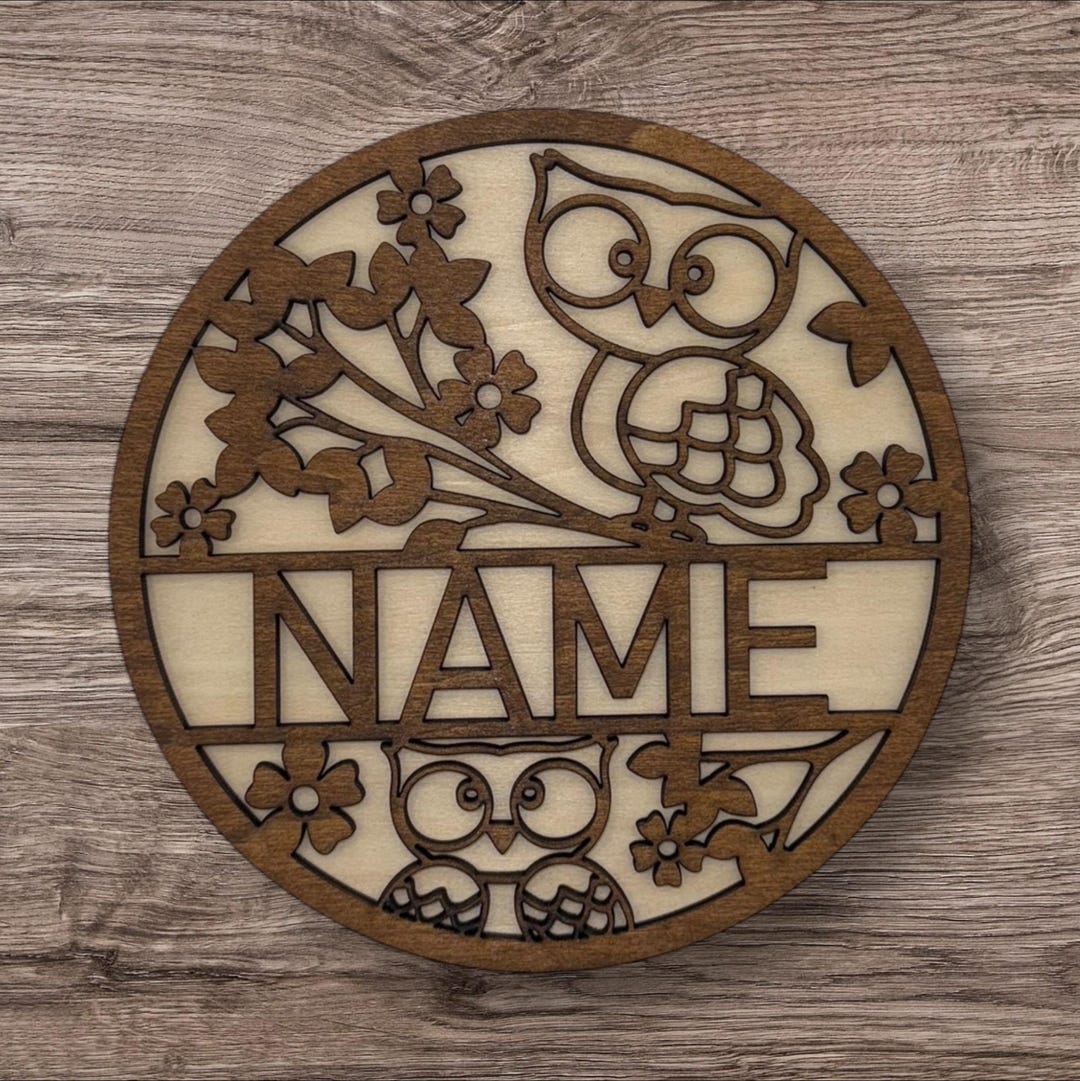 Personalized Wooden Name Sign cute Owls - Etsy