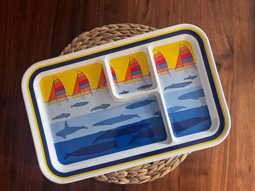 Vintage Oneida Melamine Divided Trays, Sailboat and Whale Design, C ...
