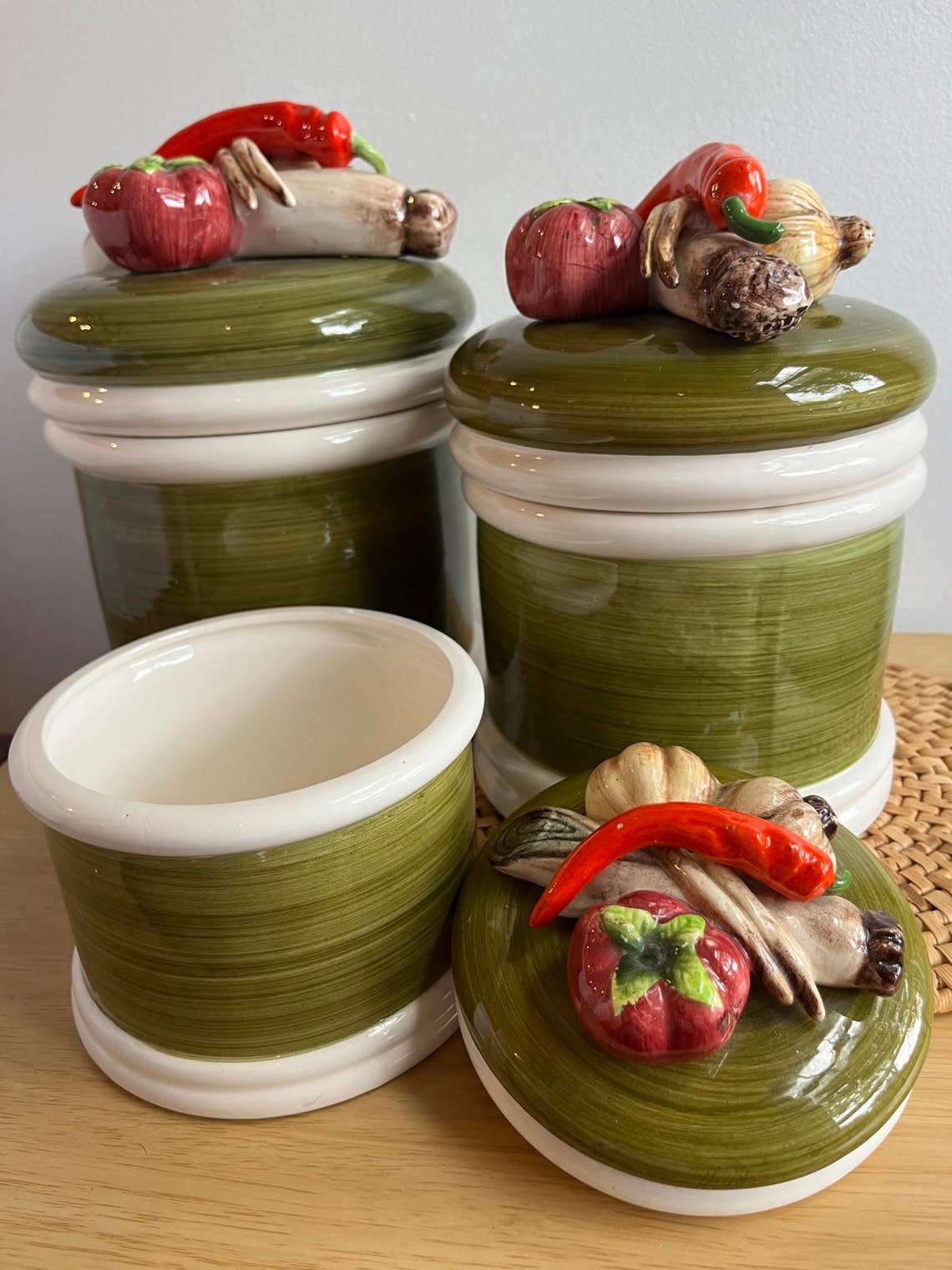 Vintage Garden Harvest Vegetables Ceramic Canister Set, Arnart 5th Ave ...