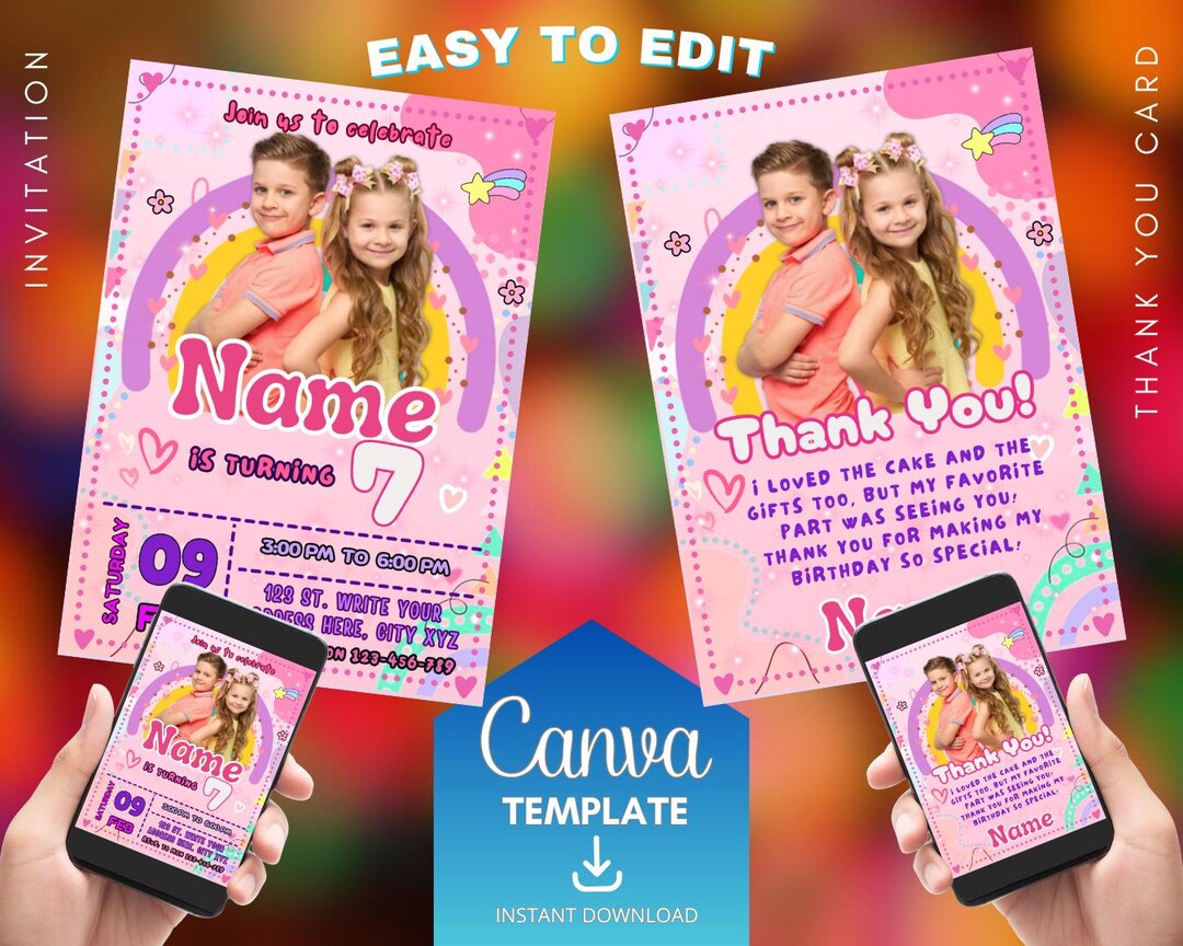 Diana and Roma Birthday Invitation Kids Birthday Invite Instant ...