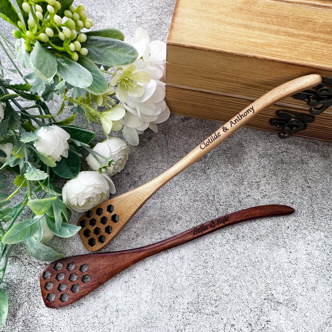 Personalized Handmade Wooden Honey Stick, Bee Honey Spoon, Serving ...