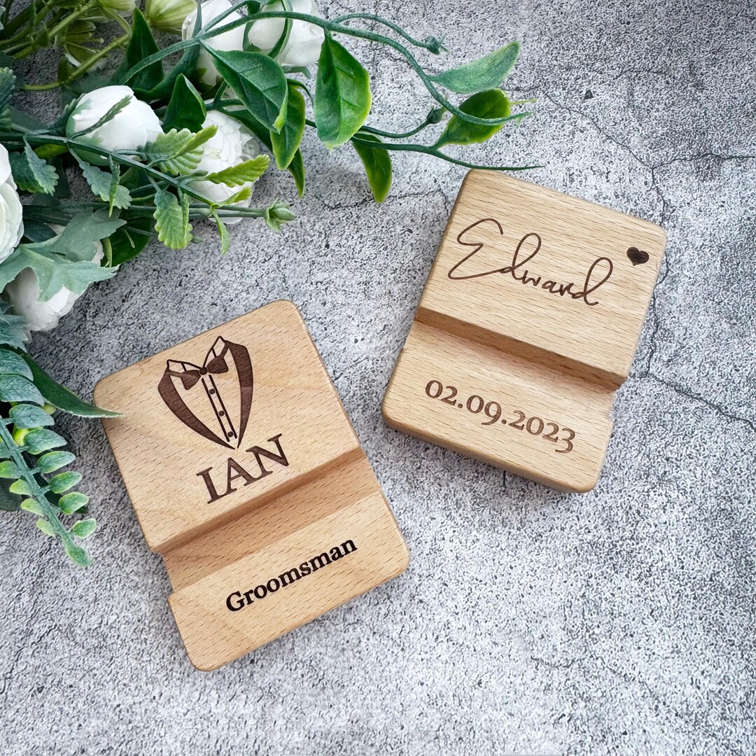 Personalized Wooden Phone Holder, Customized Cellphone and Tablet ...