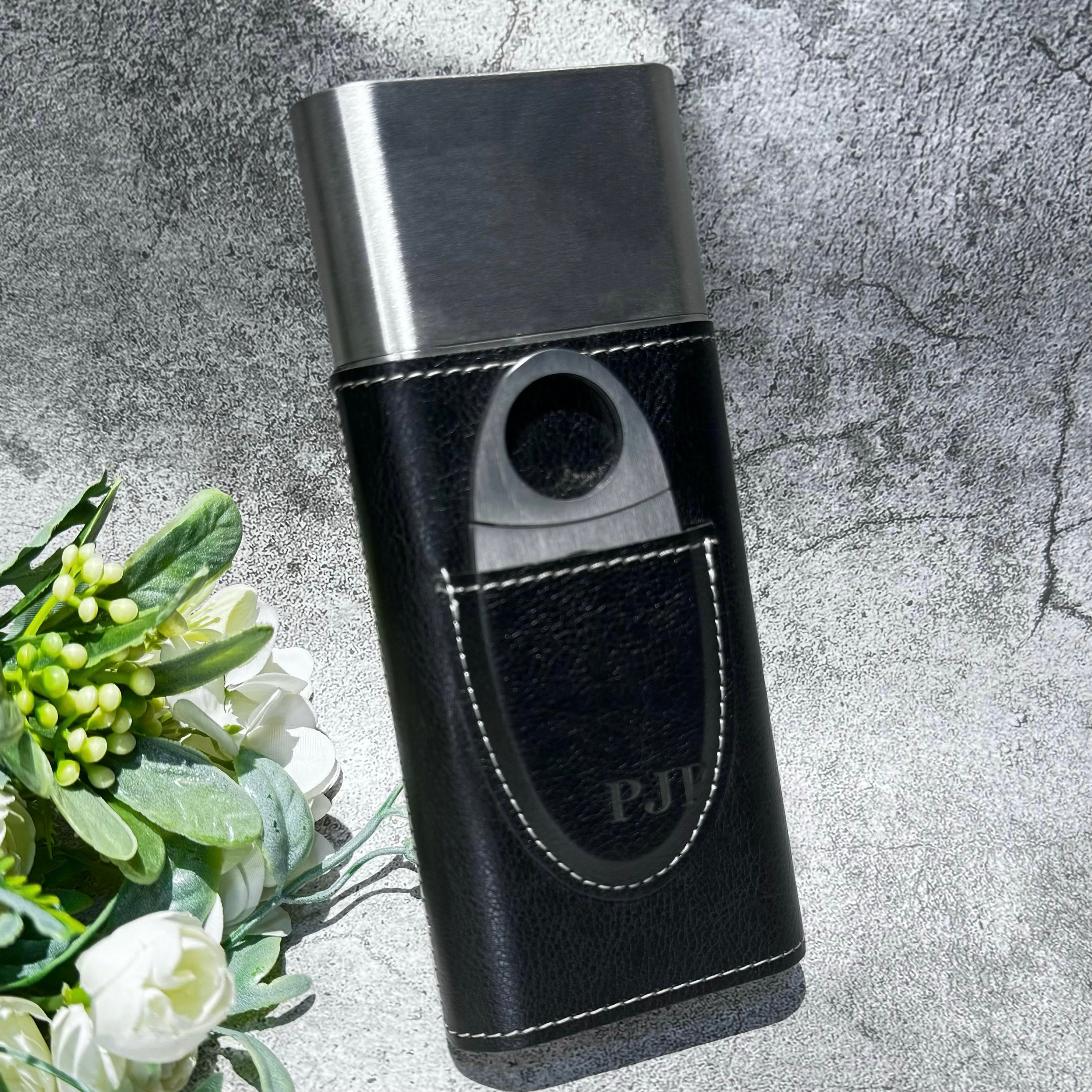 Personalized Cigar Case With Cigar Cutter, Cigar Travel Case, Leather ...